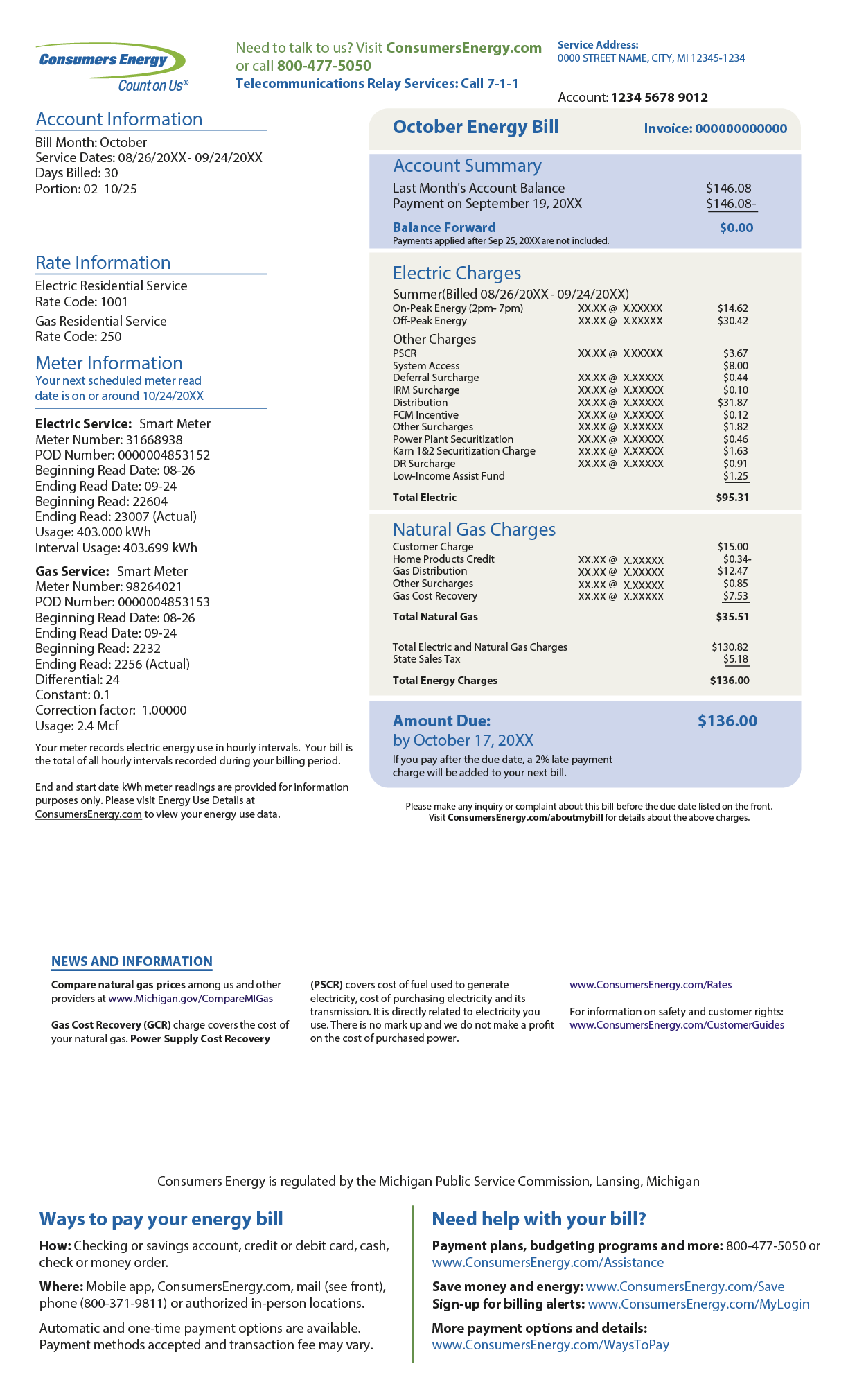 Understanding Your Bill | Consumers Energy
