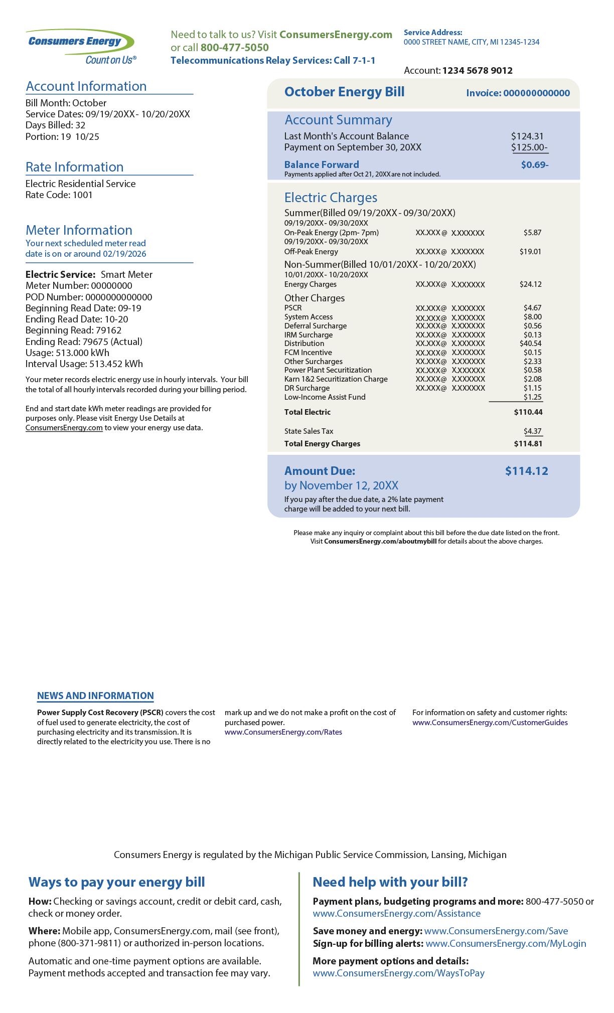 Understanding Your Bill | Consumers Energy